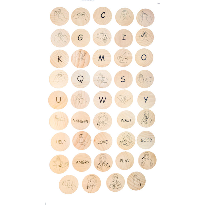 Freckled Frog - Wooden Sign Language Discs - Wooden World