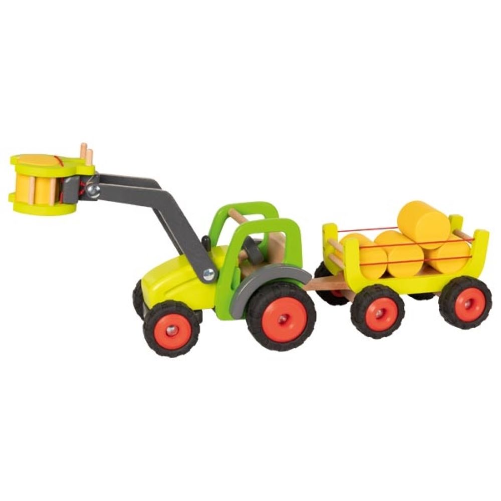 Goki - Tractor with Hay Wagon - Wooden World