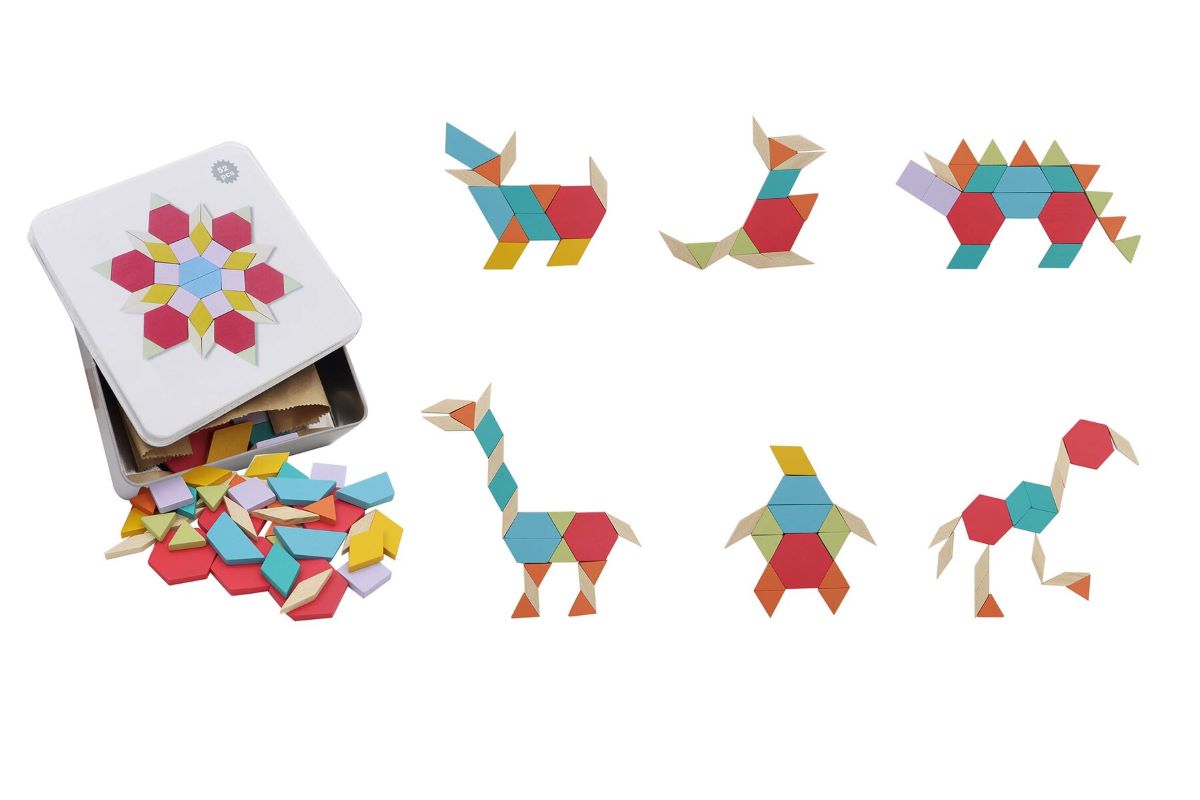 Kaper Kidz - Geometric Pattern Blocks in Tin - Wooden World