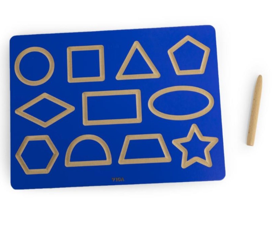 Viga Toys - Tracing Board Shapes - Wooden World